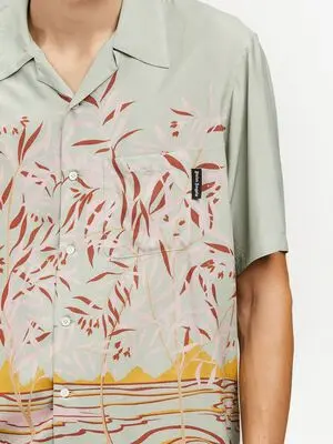 Palm Angels Lagoon-print Short-sleeved Shirt