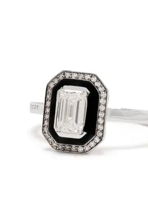 SELIM MOUZANNAR 18kt White Gold, Diamond And Enamel Ring