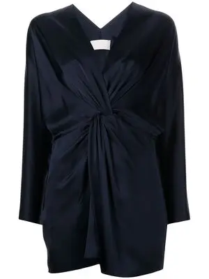 Michelle Mason Twist-detail Silk Dress - Blue