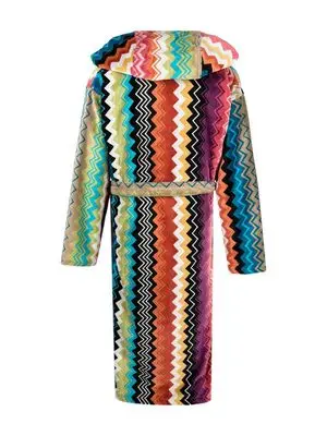 Missoni Giacomo Belted Hooded Bathrobe - Blue