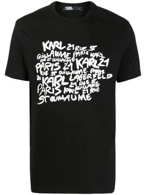 Karl Lagerfeld Logo Address Print T-shirt - Black