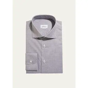 Brioni Graph Check Cotton Dress Shirt