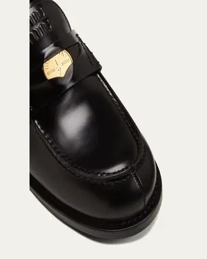 Miu Miu Leather Penny Loafers