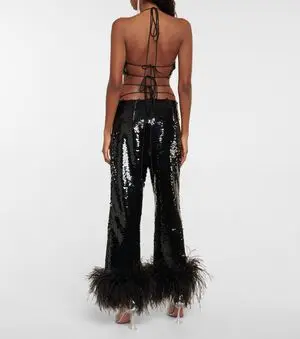 Magda Butrym Sequined Halterneck Crop Top