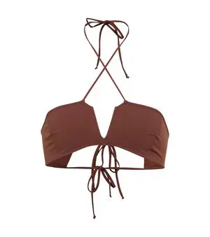 NENSI DOJAKA Halterneck Bikini Top - Brown