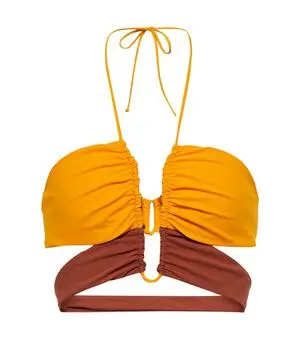NENSI DOJAKA Ruched Halterneck Bikini Top - Multicoloured