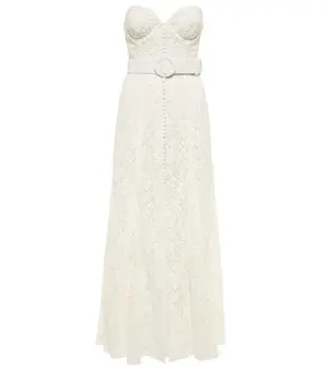 Costarellos Sharie Belted Lace Maxi Dress