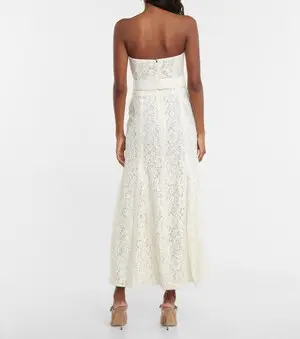 Costarellos Sharie Belted Lace Maxi Dress