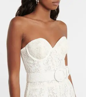Costarellos Sharie Belted Lace Maxi Dress