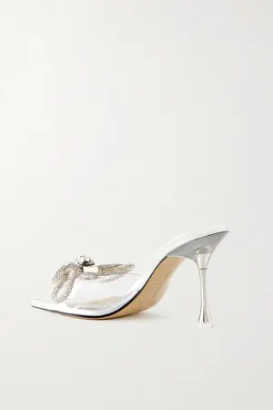 Mach & Mach Double Bow Crystal-embellished Mules