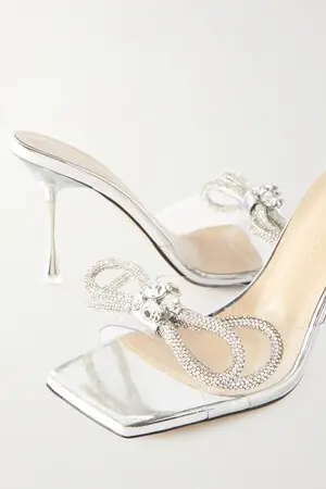 Mach & Mach Double Bow Crystal-embellished Mules