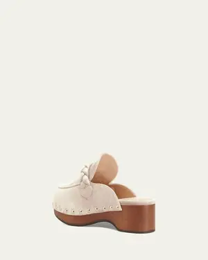 GIANVITO ROSSI Suede Napa Braid Loafer Clogs
