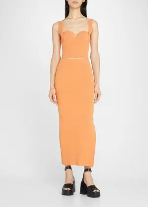 Altuzarra Irvette Side-Slit Rib Midi Skirt - Sunset Orange