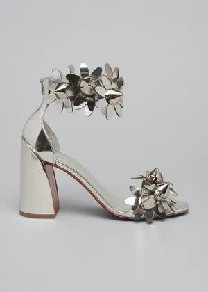 Christian Louboutin Gray Spiked Sandals Take It Easy perforated spiked slides in grey - Christian  main image 4