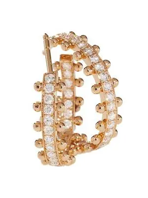OSCAR MASSIN Beaded 18K Yellow Gold &amp; Lab-Grown Diamond Medium Hoop Earrings - Yellow Gold