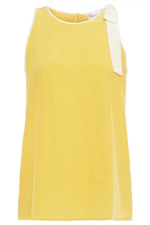 Red Valentino Embellished Silk Crepe De Chine Top - Yellow