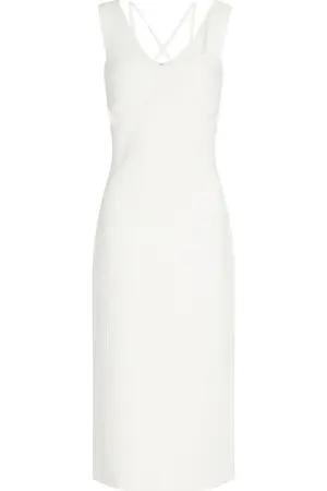Herve Leger Cutout Ribbedknit Midi Dress - White