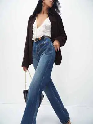 REFORMATION Alyssa Stretch High Rise Wide Leg Long Jeans