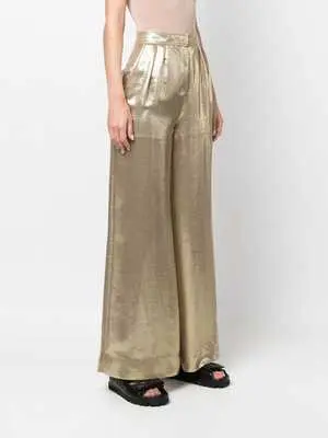 Alberta Ferretti Metallic-finish Wide-leg Trousers