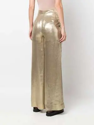 Alberta Ferretti Metallic-finish Wide-leg Trousers
