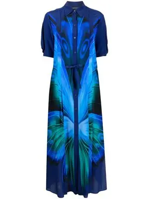 Alberta Ferretti Abstract Print Silk Shirtdress