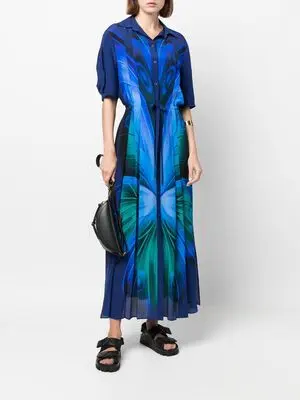 Alberta Ferretti Abstract Print Silk Shirtdress