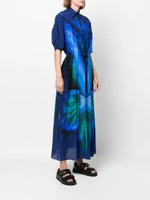 Alberta Ferretti Abstract Print Silk Shirtdress