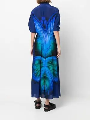 Alberta Ferretti Abstract Print Silk Shirtdress