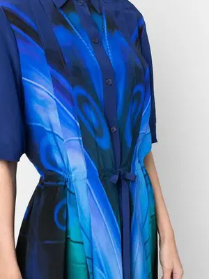 Alberta Ferretti Abstract Print Silk Shirtdress