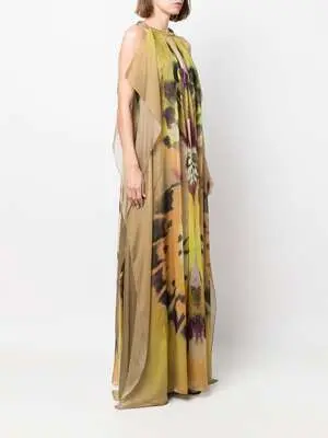 Alberta Ferretti Graphic-print Silk Gown