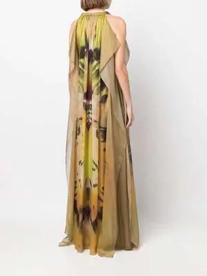 Alberta Ferretti Graphic-print Silk Gown