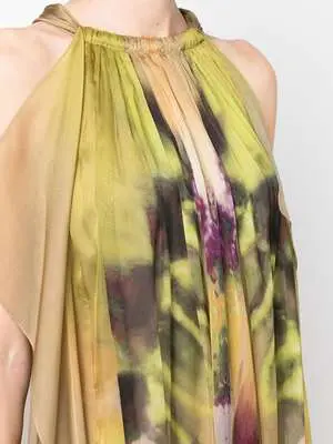 Alberta Ferretti Graphic-print Silk Gown
