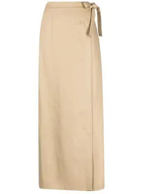 Alberta Ferretti Linen-blend Wrap Maxi Skirt - Neutrals