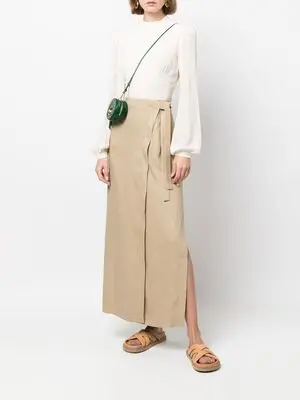 Alberta Ferretti Linen-blend Wrap Maxi Skirt