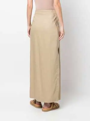 Alberta Ferretti Linen-blend Wrap Maxi Skirt
