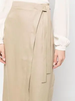 Alberta Ferretti Linen-blend Wrap Maxi Skirt