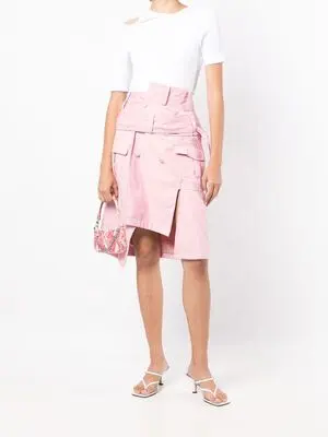 Rokh Asymmetric Belted Skirt
