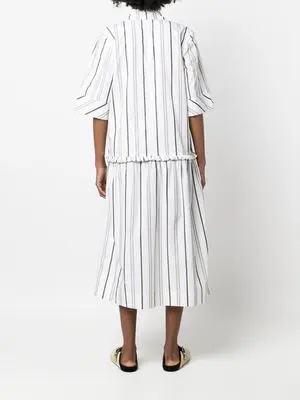 GANNI Striped Ruffle-trim Shirt Dress