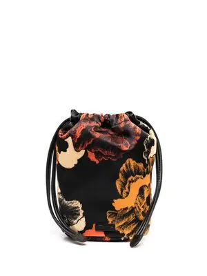 FERRAGAMO Floral-print Drawstring Tote Bag - Black