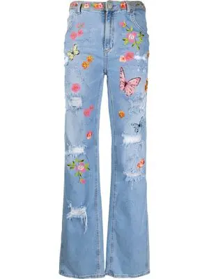 Blumarine Distressed Butterfly-motif Jeans