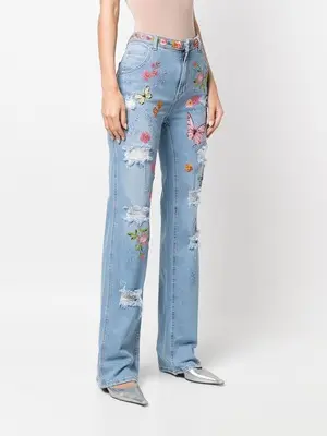 Blumarine Distressed Butterfly-motif Jeans