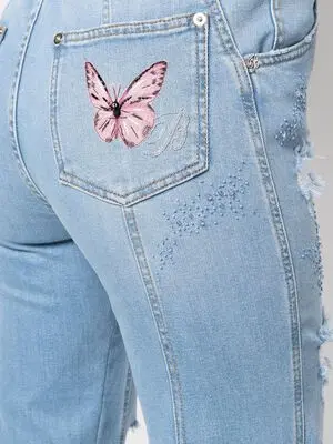 Blumarine Distressed Butterfly-motif Jeans