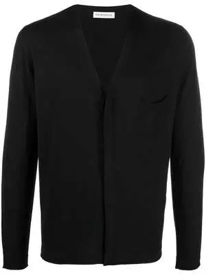 GOES BOTANICAL V-neck Button Merino Cardigan - Black