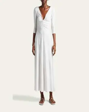 Giorgio Armani Diagonal Striped Jacquard Jersey Maxi Dress