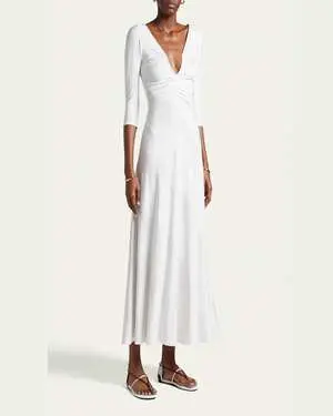 Giorgio Armani Diagonal Striped Jacquard Jersey Maxi Dress