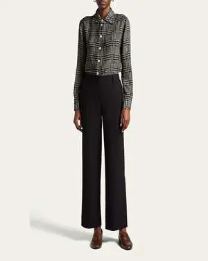 Giorgio Armani Flocked Check Silk Blouse