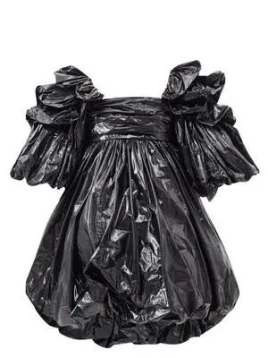 Vaquera Vaquera - Garbage Bag Bubble Mini Dress - Womens - Black - Black