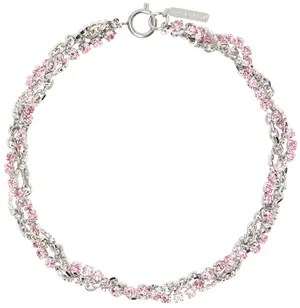JUSTINE CLENQUET Justine Clenquet SSENSE Exclusive Silver & Pink Lola Choker - Palladium/ Pink
