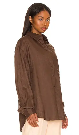 AEXAE Linen Woven Shirt - Brown
