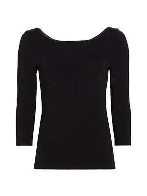Wolford Women's Cordoba Boatneck Pullover Top - White  Black